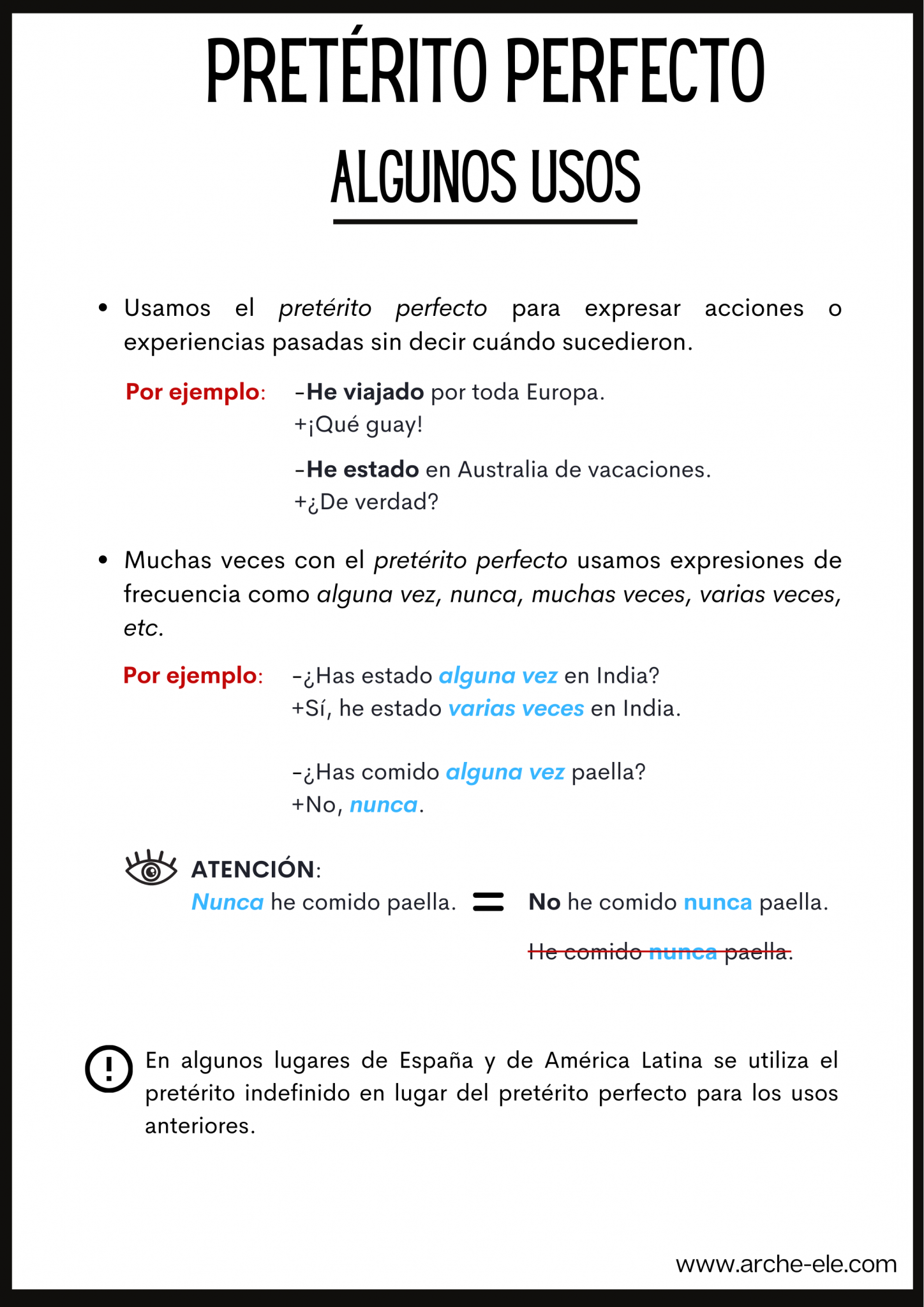 EL PRETÉRITO PERFECTO | Pasados | Aprende Español | Arche-ELE