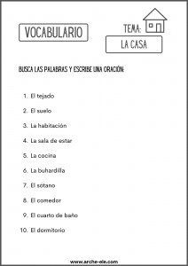 LISTAS DE VOCABULARIO | ELE | Arche-ELE