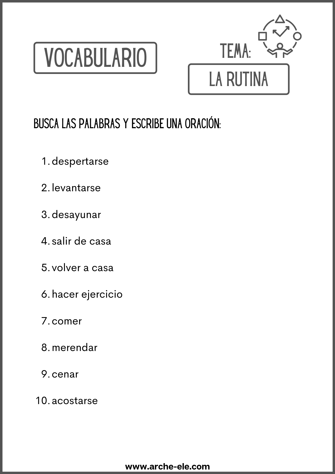 LISTAS DE VOCABULARIO | ELE | Arche-ELE